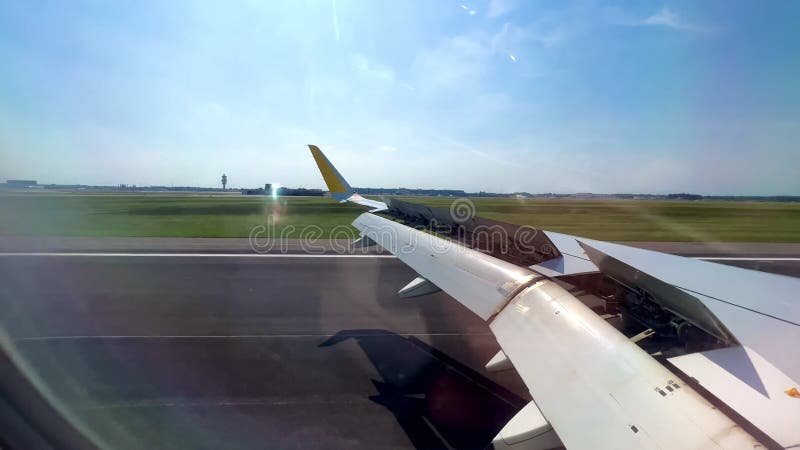 Video of View from Inside an Airplane Wing Preparing for Take-off Stock ...