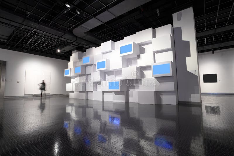 Video Wall in a Exhibition Room Stock Photo - Image of paints, artist ...