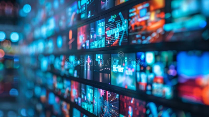 Video Wall. Large Display Composed of Multiple Screens Arranged in Grid ...