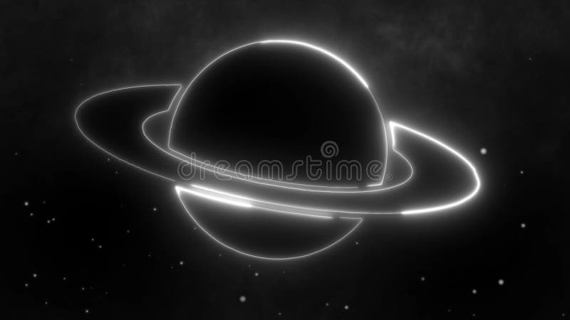 White Neon Silhouette Saturn on Space Stock Footage - Video of effect ...