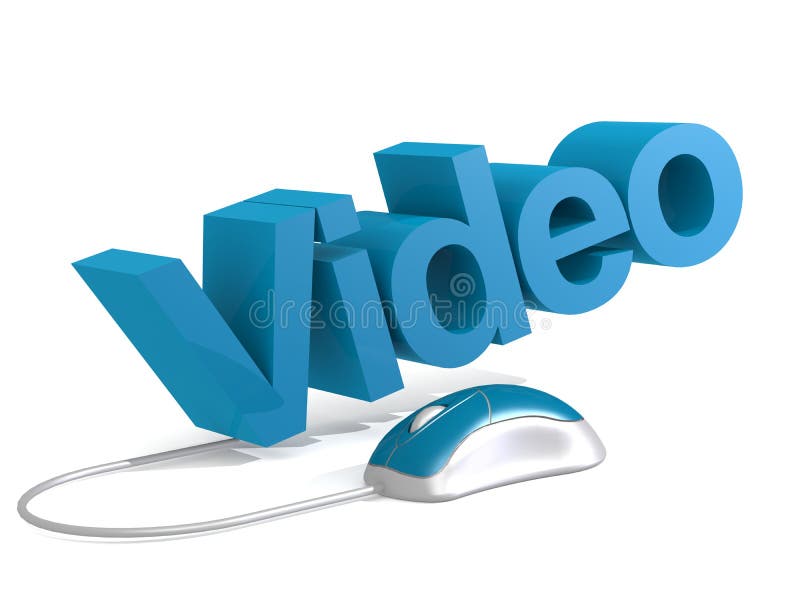 Video word with blue mouse stock illustration. Illustration of video ...
