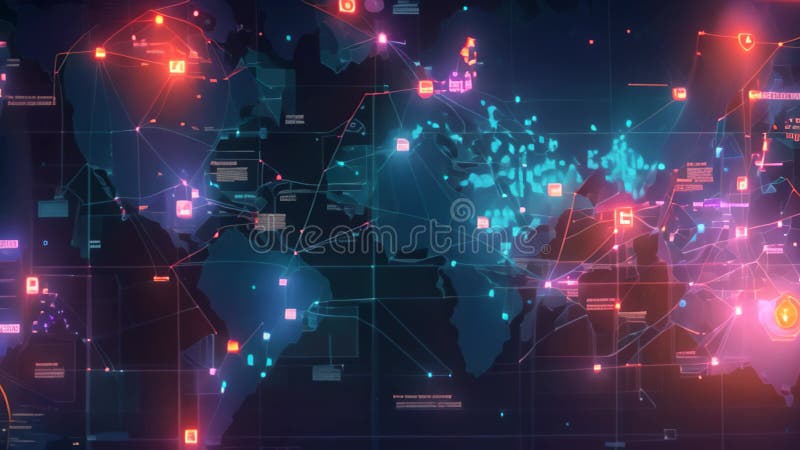 An Video of a World Map Displaying Numerous Marked Dots Representing ...