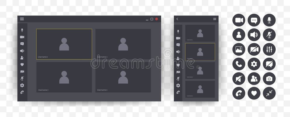 Videocall Interface. Online Video Chat Template with User Icon. Virtual ...