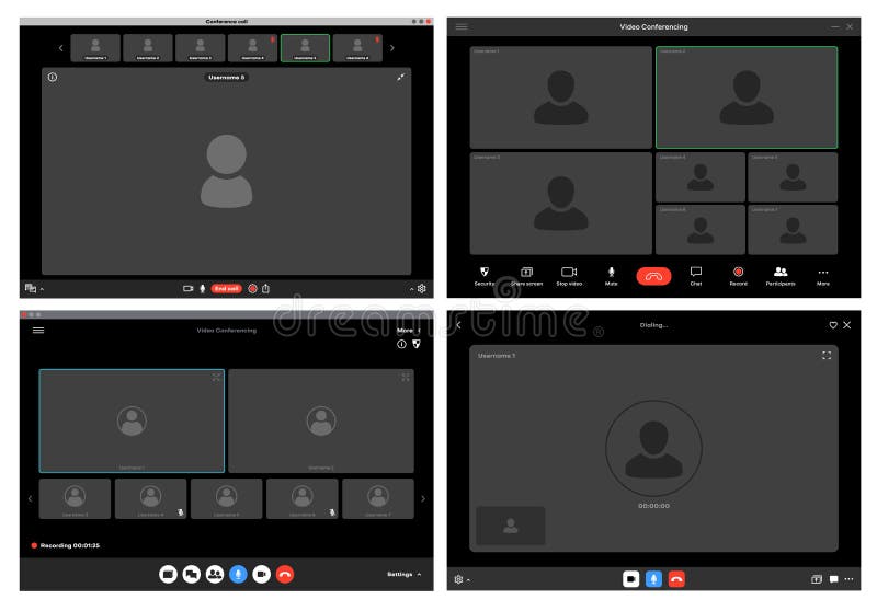 Videocall Interface Screen Template, Web Chat Ui Stock Vector ...