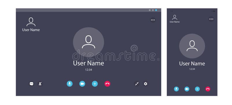Videocall Interface Template Desktop and Mobile Version Stock Vector ...