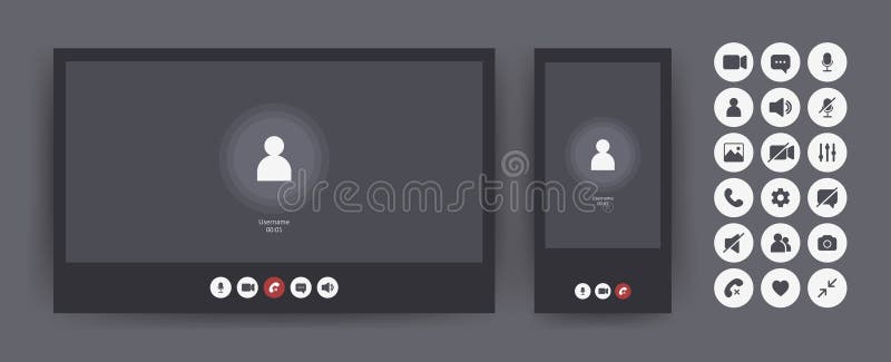 Videocall Interface Template. Video Conference Mockup for Laptop and ...