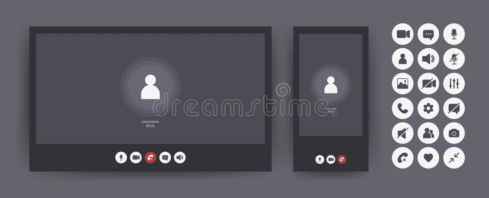 Videocall Interface Template. Video Conference Mockup for Laptop and ...