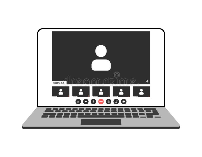 Videocall Interface, Video Call Screen Icons and UI Template for Laptop ...