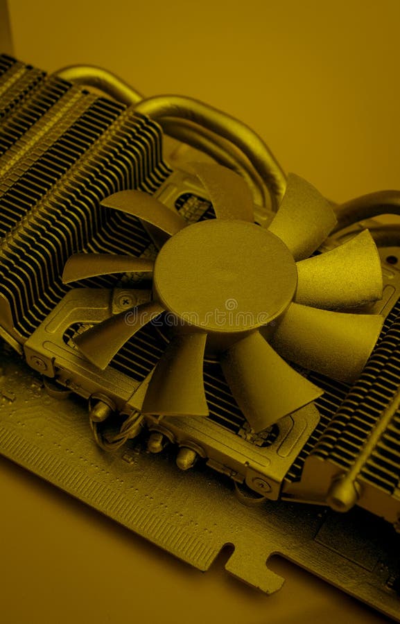 Videocard painted gold stock photo. Image of coding - 232803478
