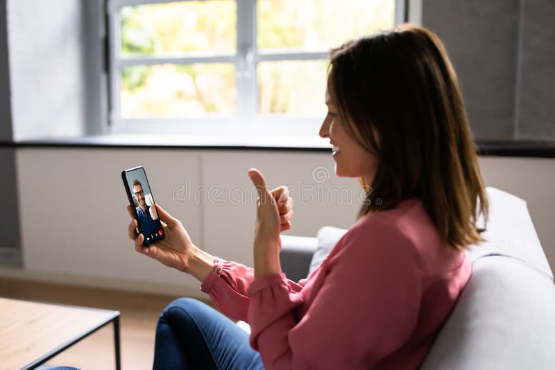 Videochat Business Training Call Stock Image - Image of positive ...