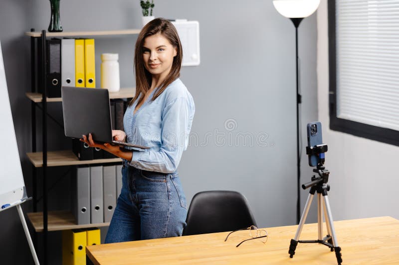 Videoconference and Training. Class of Diverse Students Learning Remotely Online Using Web App ...