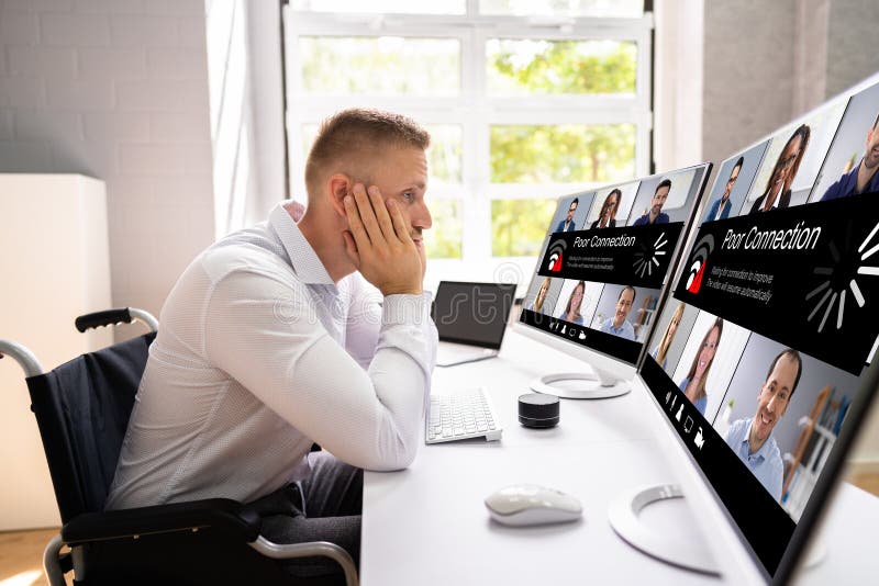 Videoconference Webinar Meeting Bad Connection Stock Photo - Image of ...