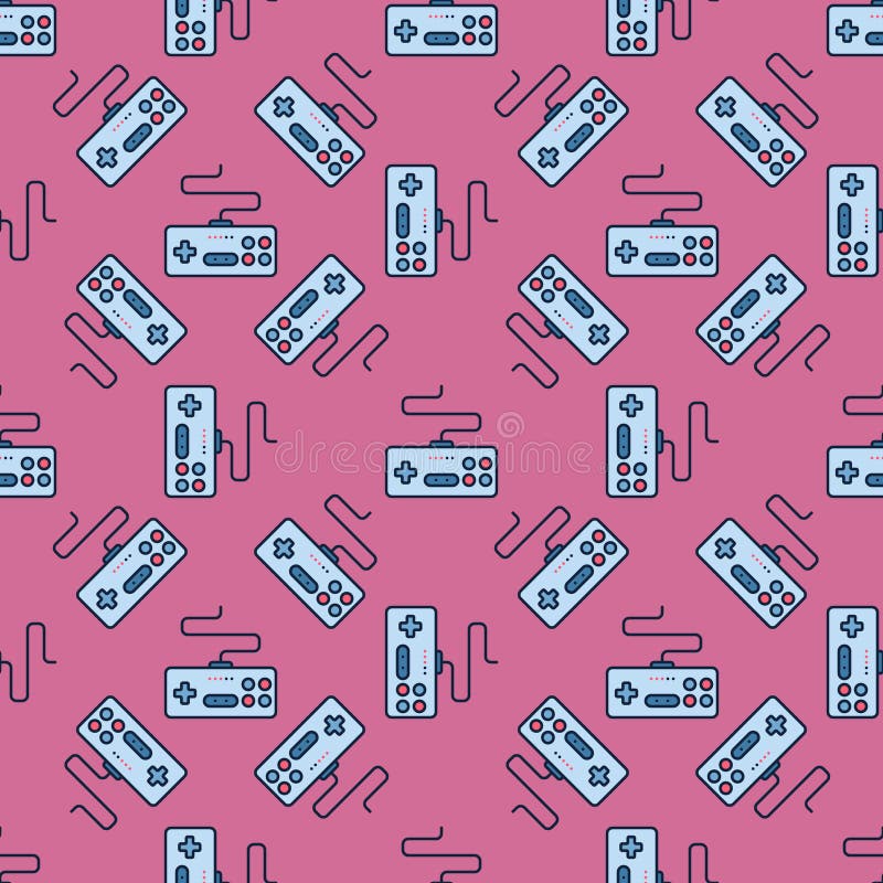 Videogame Controller Vector Retro Controlling Wired Device Colored ...