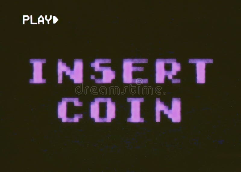 Insert coin 8bit ear vhs stock photo. Image of screen - 246182154