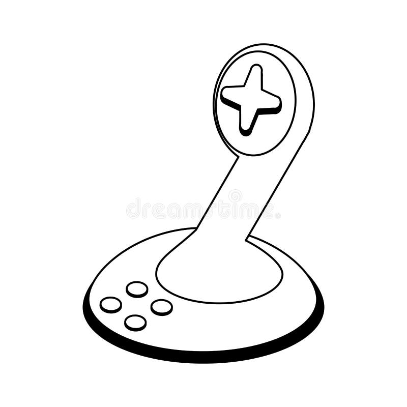 Videogame Joystick Controller in Black and White Stock Vector ...