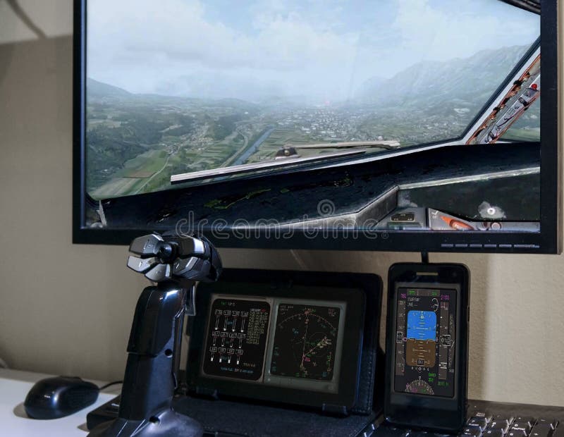 Videogame Joystick and Simulator Screen Stock Photo - Image of ...