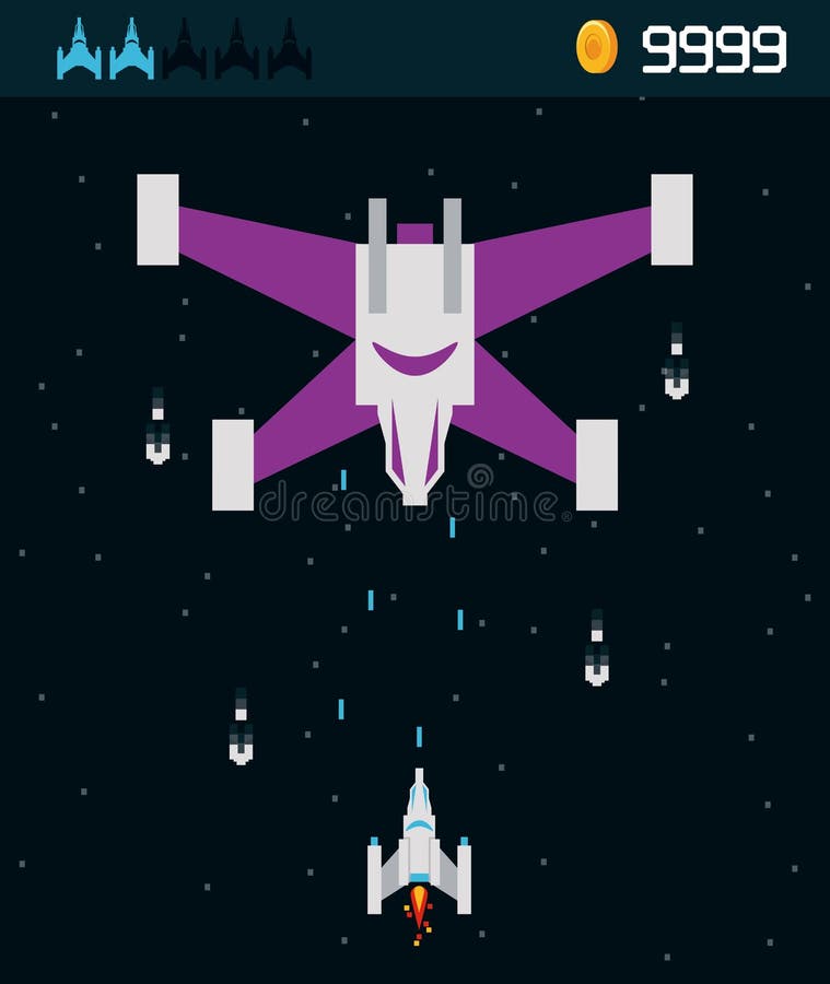 Videogame spaceship alien stock vector. Illustration of classic - 141237212