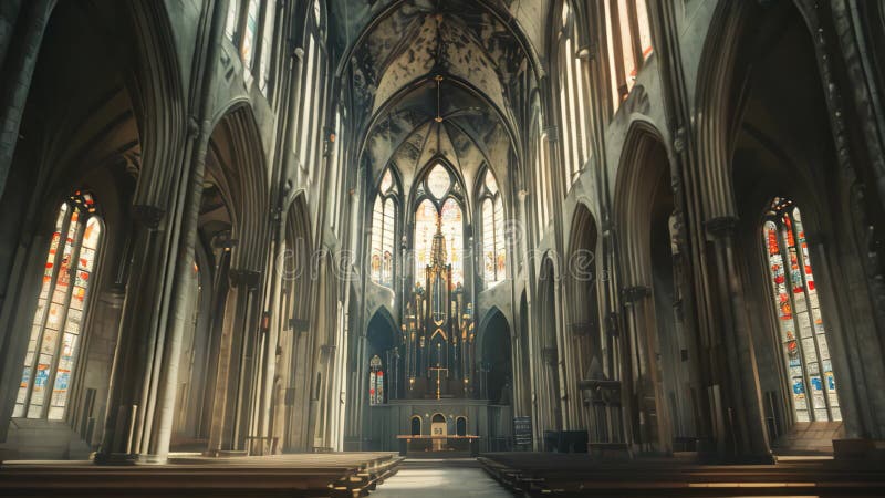 A Videograph of the Interior of a Gothic Cathedral, Showcasing the ...