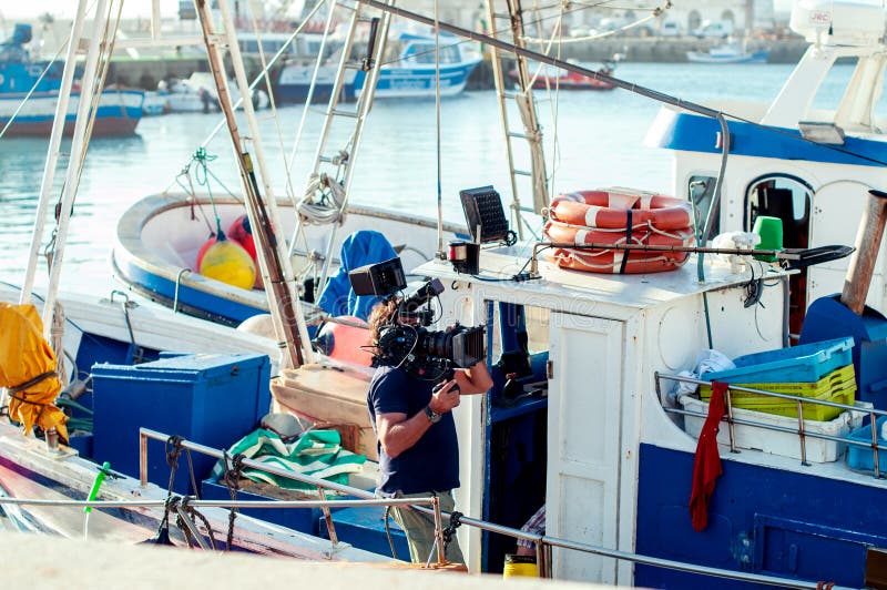 Videographer with Film Camera on Location Editorial Stock Photo - Image ...