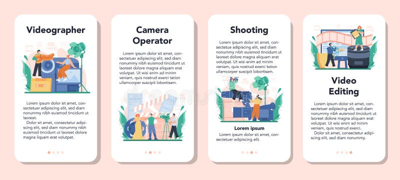 Videographer Mobile Application Banner Set. Video Production Stock ...