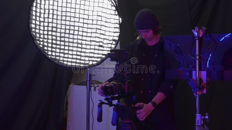 Camera Technician Working on a Gimbal Stock Image - Image of monitoring ...