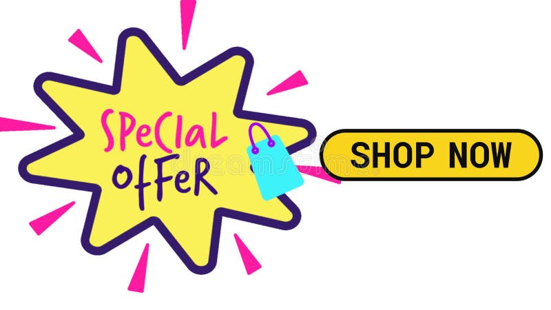 Yellow Special Offer, Shop Now Stock Illustration - Illustration of ...