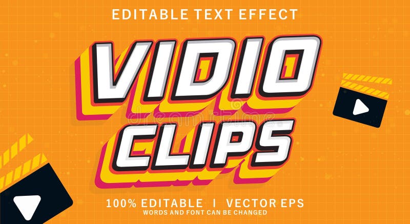 Editable Vidio Clips Vector Text Effect Stock Illustrations – 1 ...