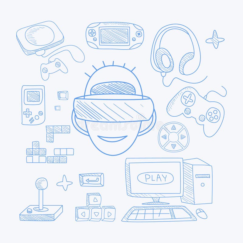 Vidoe Game Related Objects Set with the Gamer Stock Vector ...