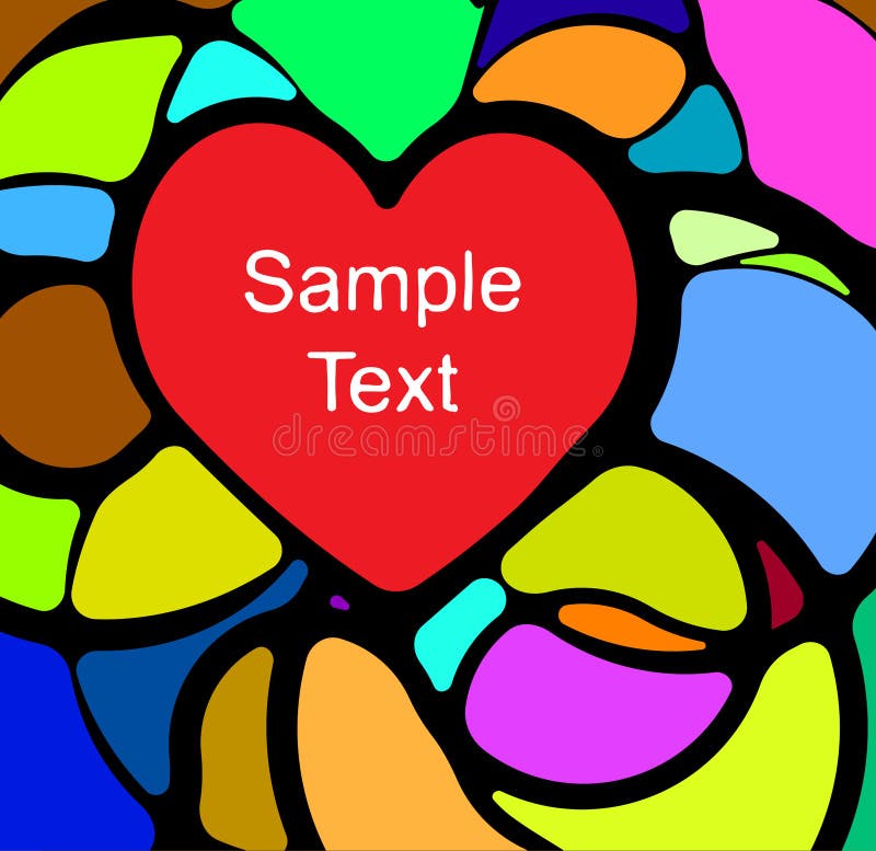 Vitral Del Corazón Con El Marco. Ilustración del Vector - Ilustración ...