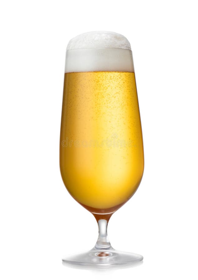 Vidro Elegante De Cerveja De Preio Lager Com Espuma Em Branco Imagem de ...