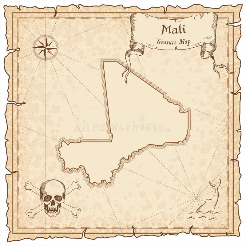 Vieille Carte De Pirate Du Mali Illustration de Vecteur - Illustration ...