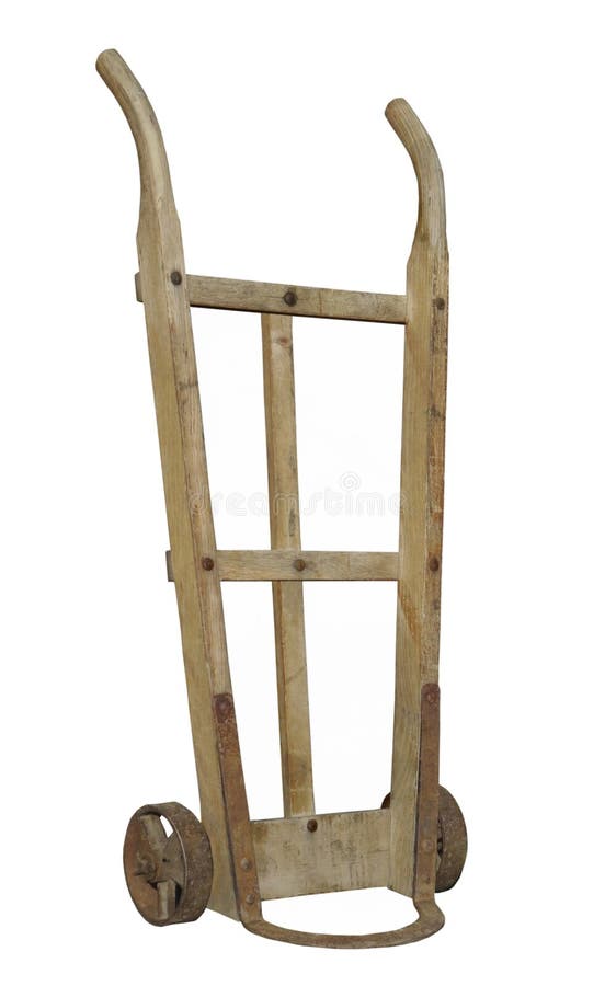 Vieille Charette à Bras En Bois D'isolement. Image stock - Image du ...