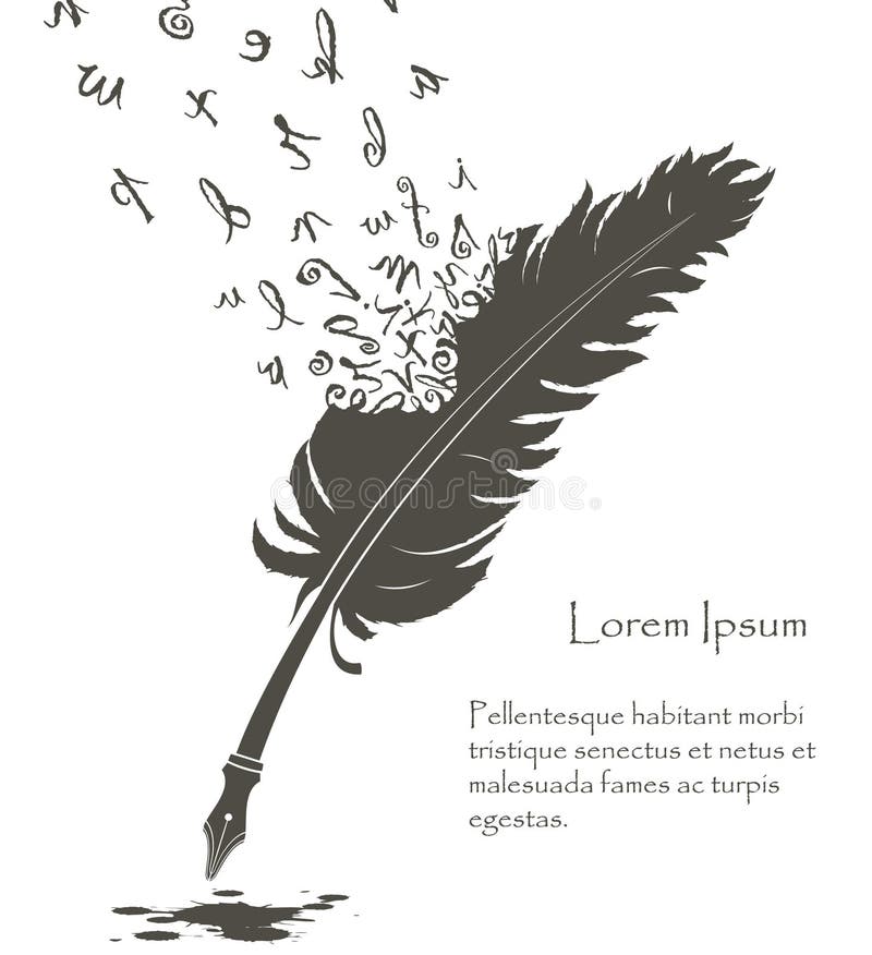 Vieille Plume Avec Des Lettres De Vol Illustration de Vecteur ...