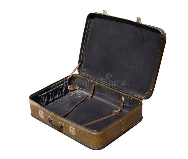 Vieille valise ouverte photo stock. Image du rayé, copie - 22581884