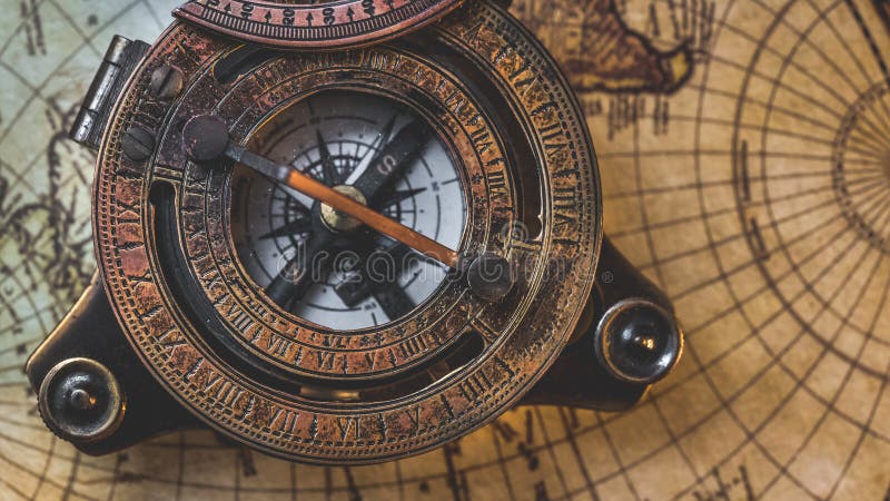Viejo Compás En Mapa Del Mundo Imagen de archivo - Imagen de lupa ...