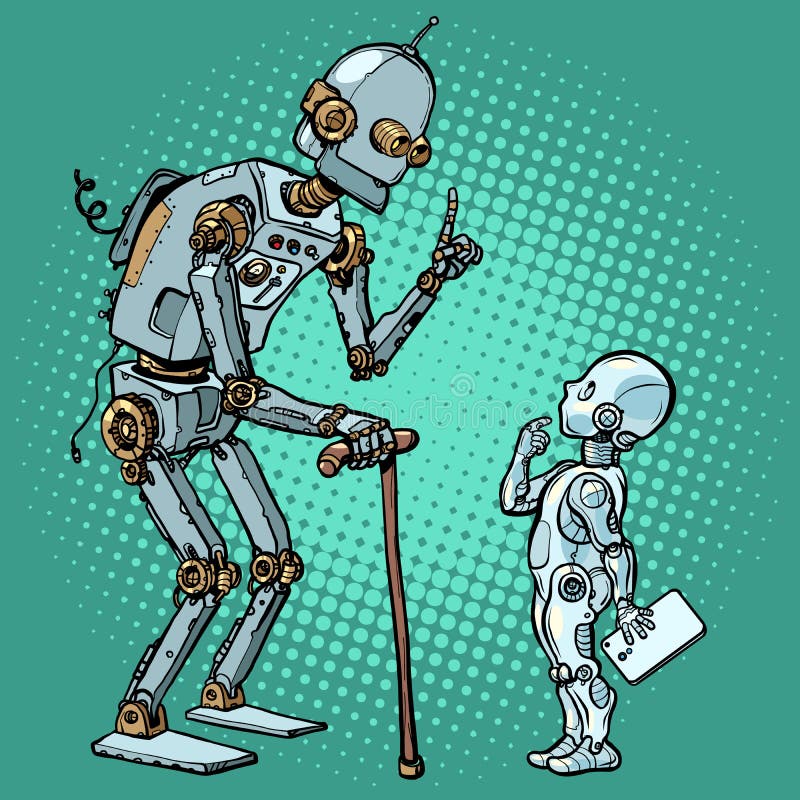 Viejo y nuevo robot ilustración del vector. Ilustración de retroceder ...