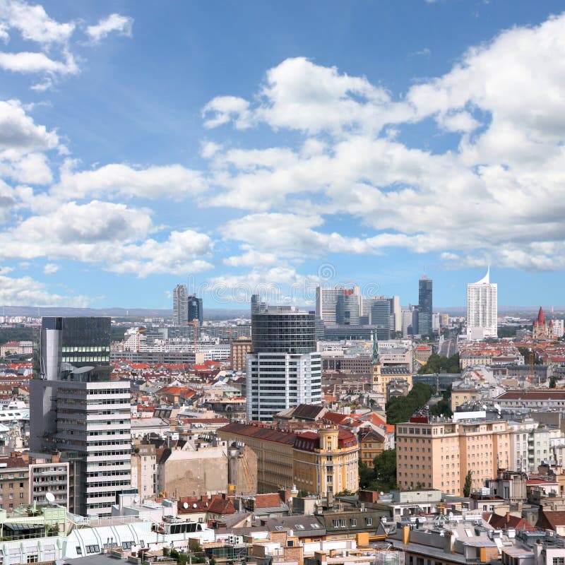 Panoramic View of Vienna City Stock Image - Image of hill, austrian ...