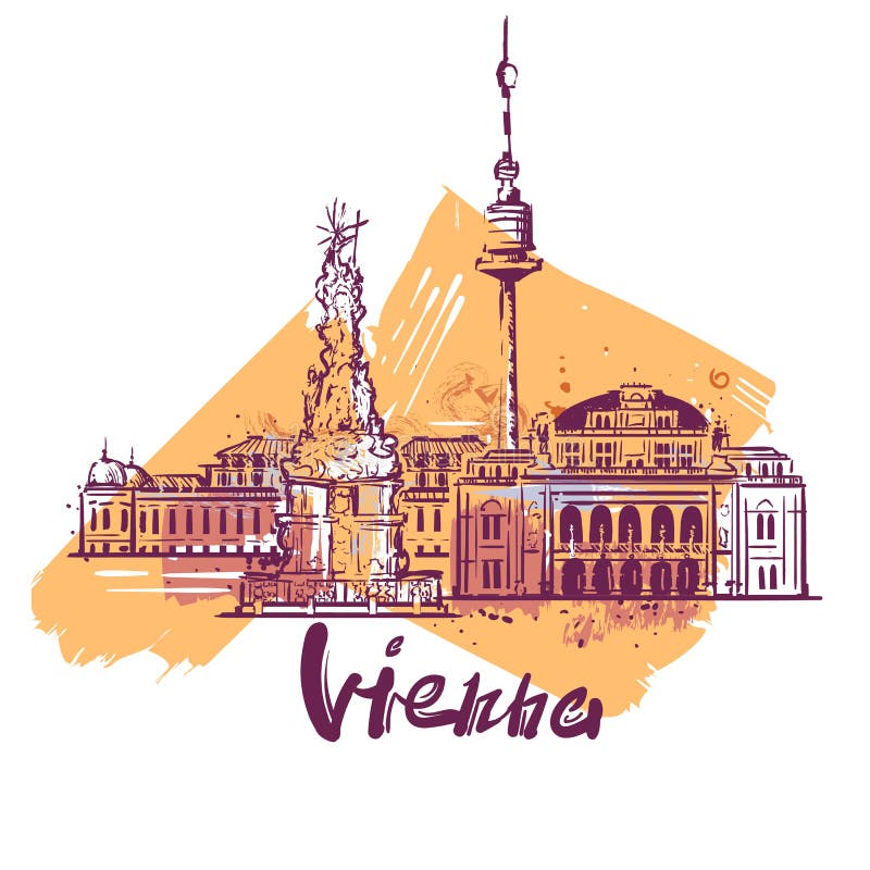 Vienna Abstract Color Drawing. Vienna Sketch Vector Illustration Stock ...