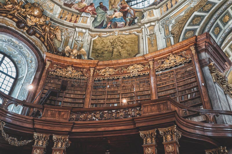 Vienna, Austria - April 28, 2019: Bookshelf on the Second Floor of ...