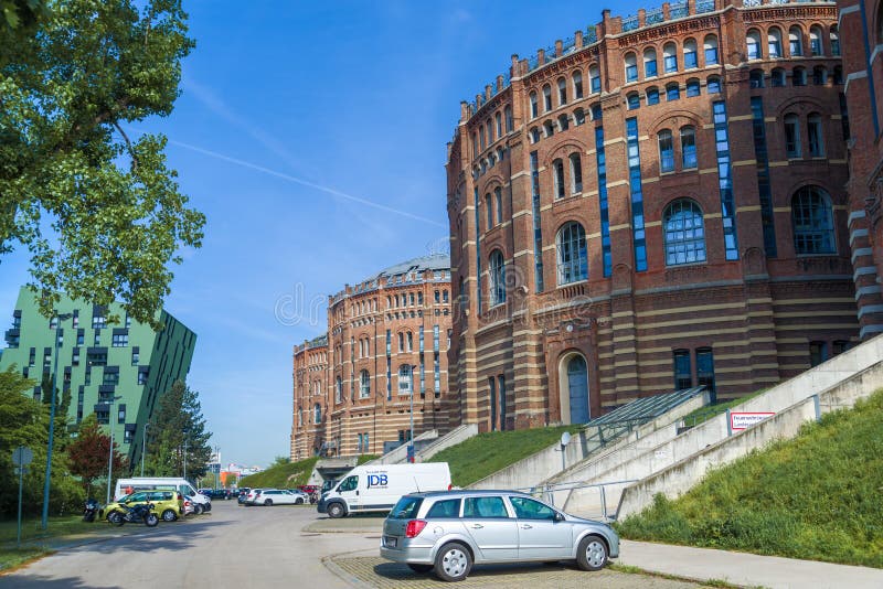 At the Vienna Gasometers on a Sunny April Day Editorial Image - Image ...