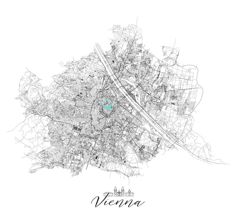 Vienna Austria,detail Streets Roads Map with Location Pin Stock Vector ...