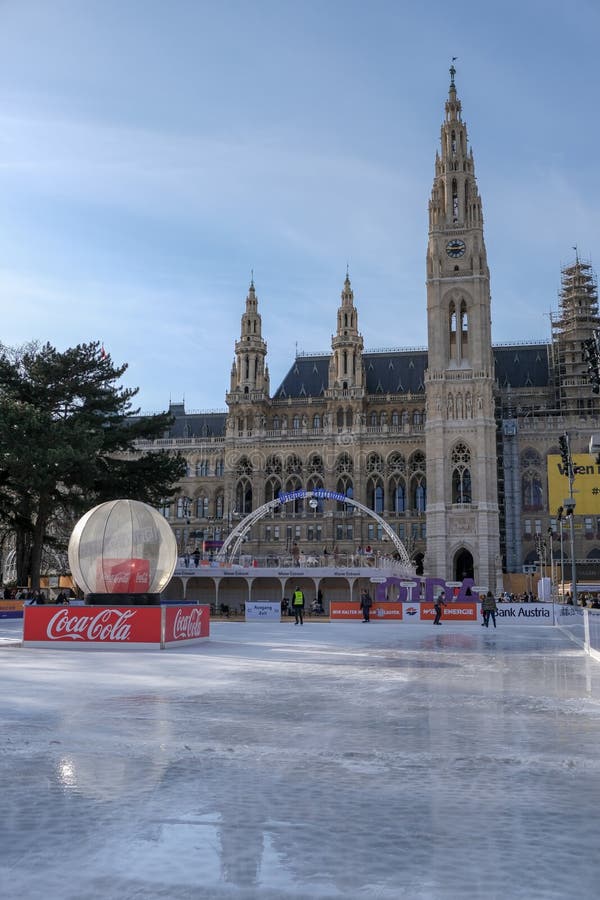 Ice Skating in Front of the Vienna Town Hall in Austria Editorial ...