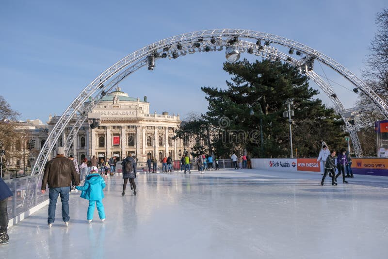 Vienna, Austria - February 18, 2021: Ice Skating in Front of the Vienna ...
