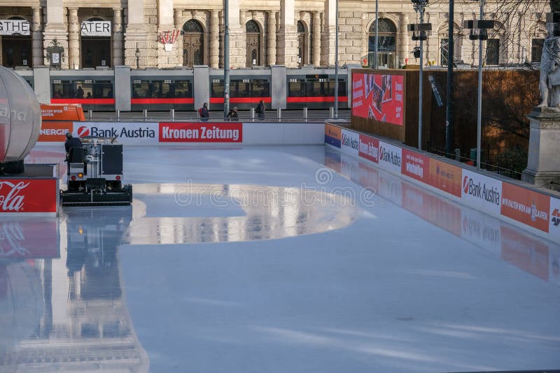 Vienna, Austria - February 18, 2021: Ice Skating in Front of the Vienna ...