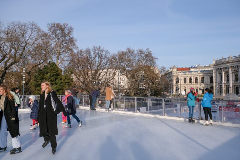 Ice Skating in Front of the Vienna Town Hall in Austria Editorial ...