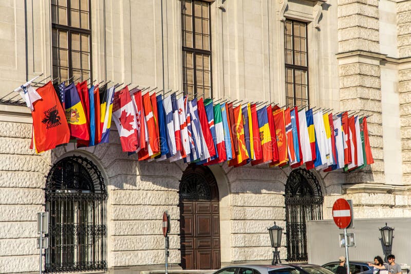 Vienna , Austria - July 7, 2023: Country Flags on Heldentor Building ...