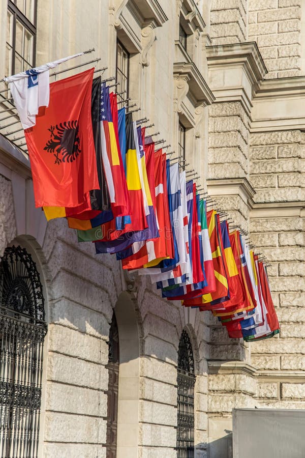 Vienna , Austria - July 7, 2023: Country Flags on Heldentor Building ...