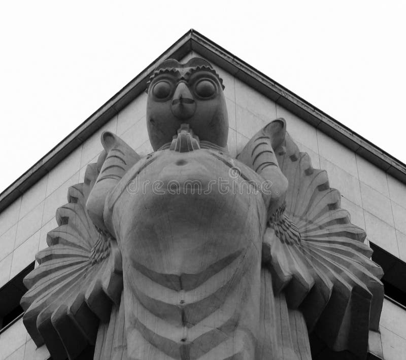Vienna. Austria. March 14, 2020. Owl Sculptures Main Library Building ...