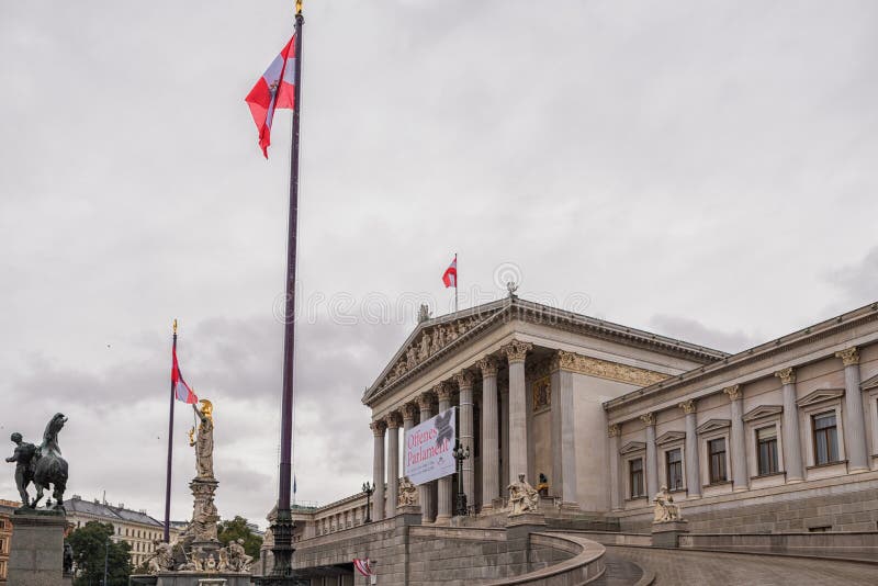 VIENNA, AUSTRIA - OCTOBER 06, 2016: Austrian Parliament Building with ...