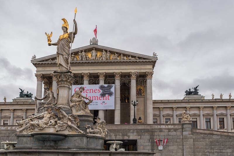 VIENNA, AUSTRIA - OCTOBER 06, 2016: Austrian Parliament Building with ...